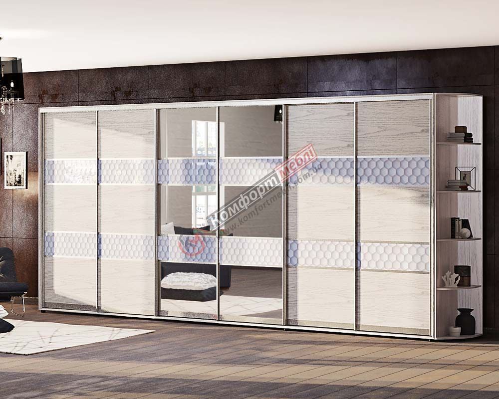 Шкаф купе 4.4 м Комфорт "Модель 3" 6х дверный беленый дуб — купить за ...