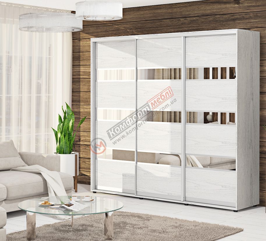Шафа купе 2.2 м Комфорт "Модель 4" трьохдверна світла — купити за 19168 ...