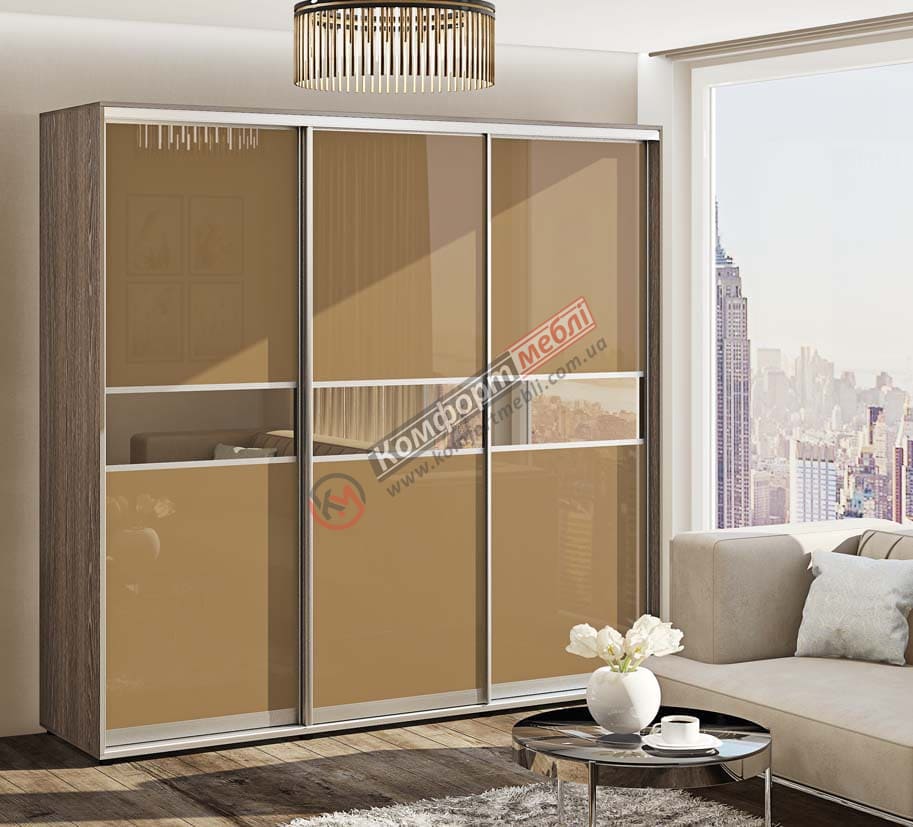 Шкаф купе 260 см Комфорт "Модель 2" трехдверный крем — купить за 20154 ...
