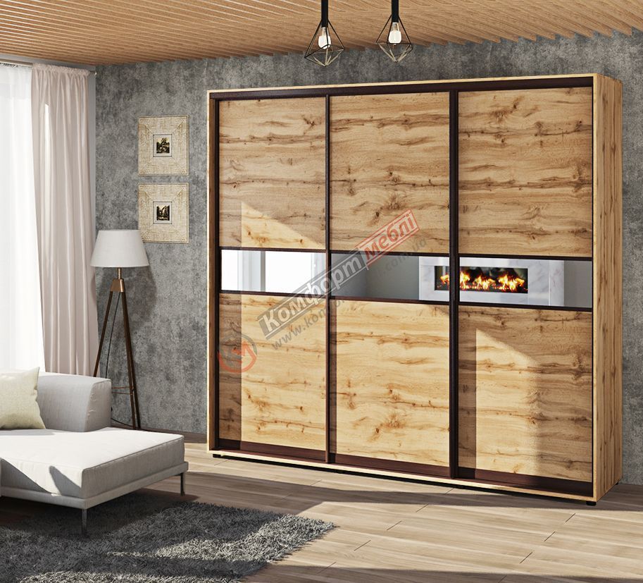 Шафа-купе 2,1 метра Комфорт "Модель 2" 3 дверна дуб золотий — купити за ...