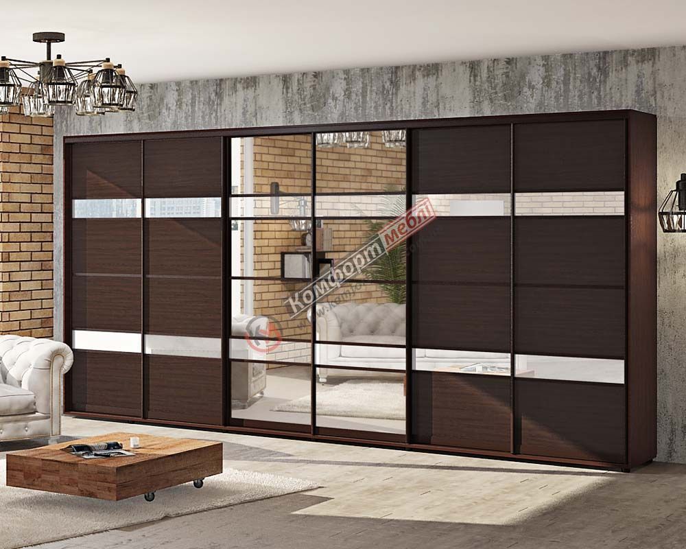 Шкаф-купе 4,8 метра Комфорт "Модель 5" шестидверный дуб венге — купить ...