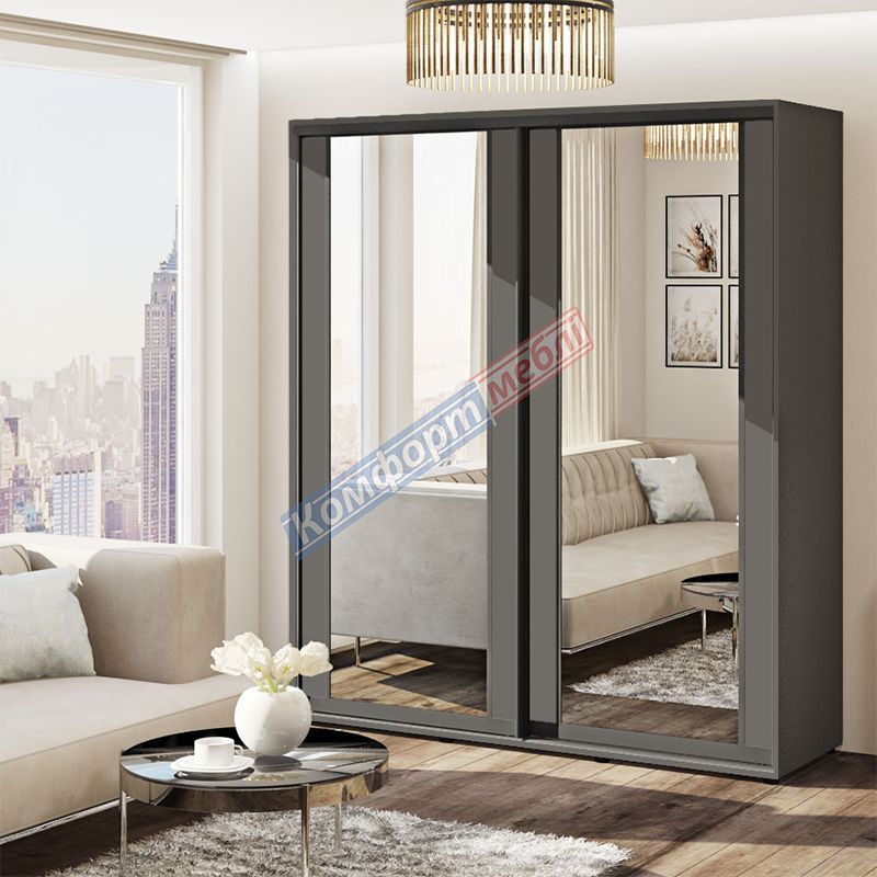 Шкаф купе 2 метра Комфорт "Модель 7" двухдверный графит — купить за ...