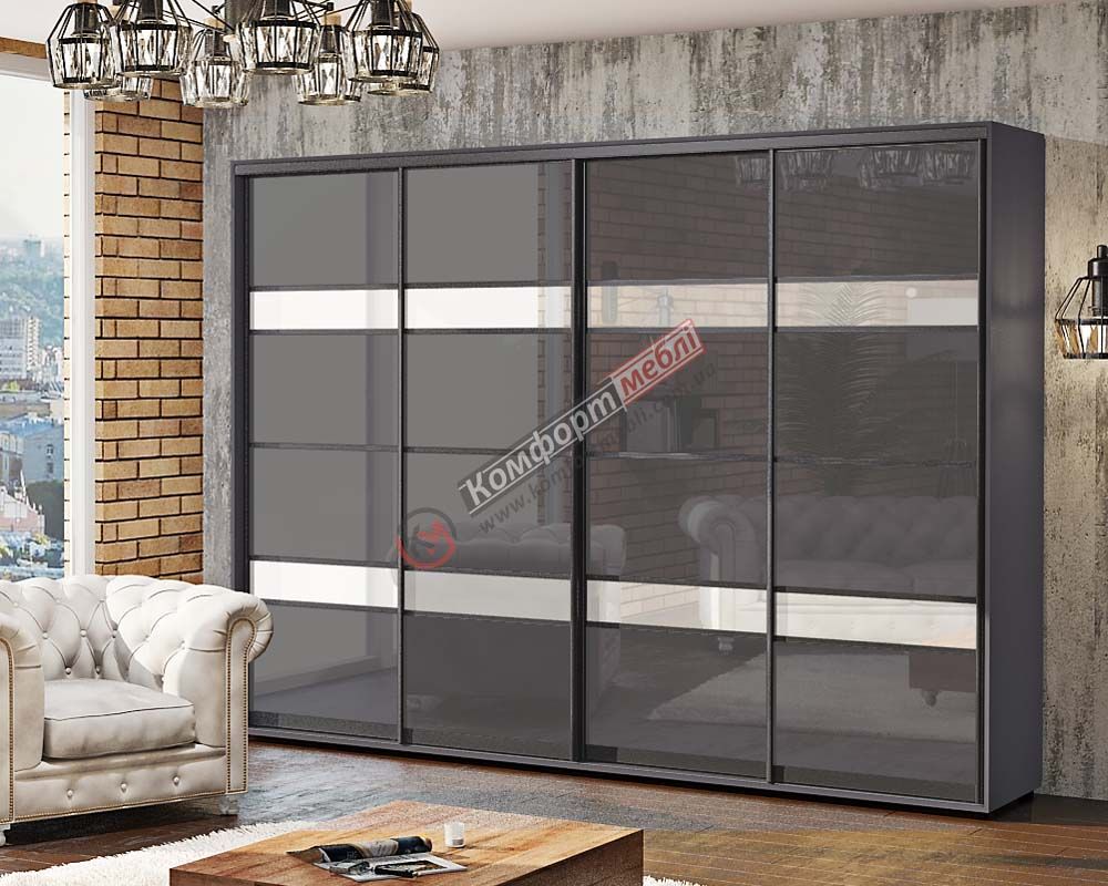 Шафа-купе 3400 мм Комфорт "Модель 5" 4 дверна Грифель — купити за 29070 ...